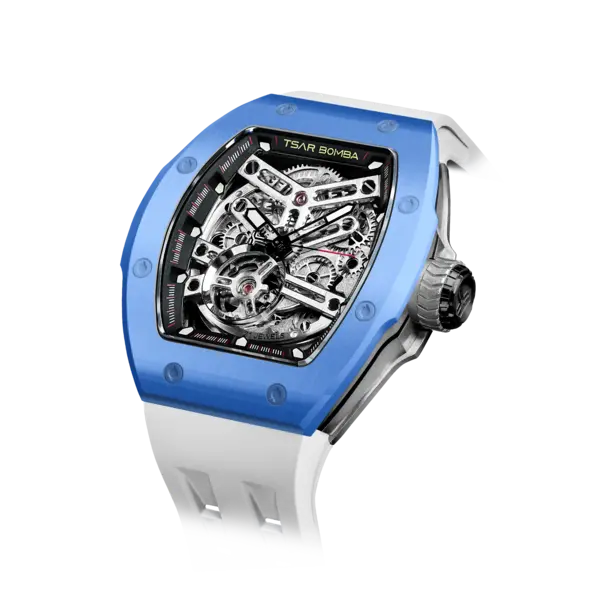 TSAR BOMBA Automatic Watch With Skeleton Dial And Stainless Steel Case - Blue