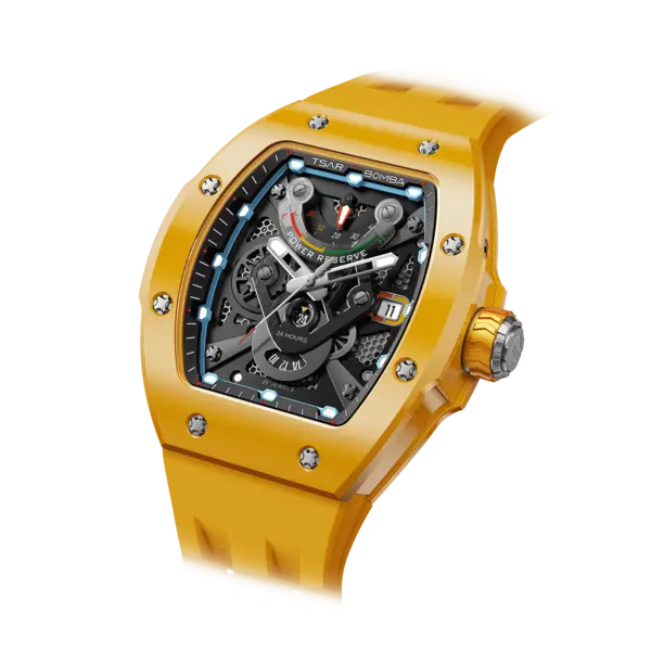 TSAR BOMBA Ceramic Automatic Watch With Power Reserve - Yellow