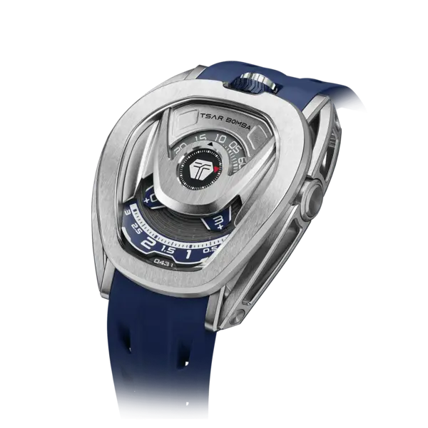 TSAR BOMBA Reactor Series Automatic Mechanical Watch With Wandering Hour Satellite Complication - Silver Blue