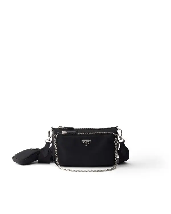 Prada Re-nylon And Saffiano Leather Mini Shoulder Bag - Black