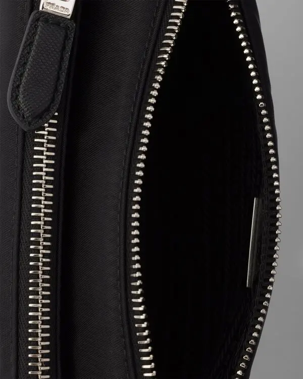 Prada Re-nylon And Saffiano Leather Mini Shoulder Bag - Black