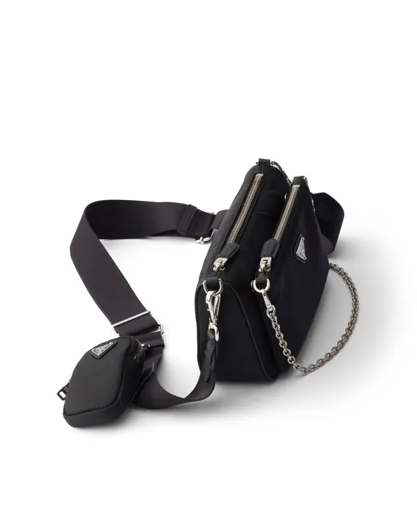 Prada Re-nylon And Saffiano Leather Mini Shoulder Bag - Black