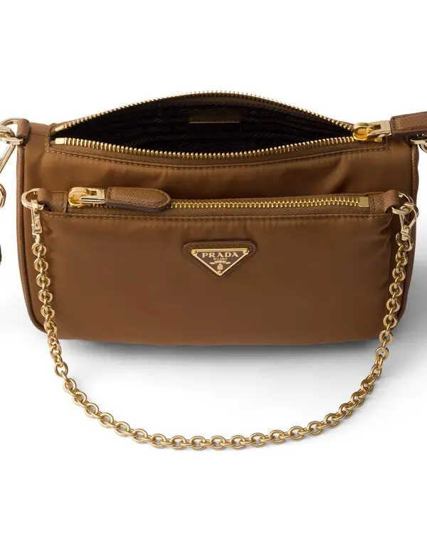 Prada Re-nylon And Saffiano Leather Mini Shoulder Bag