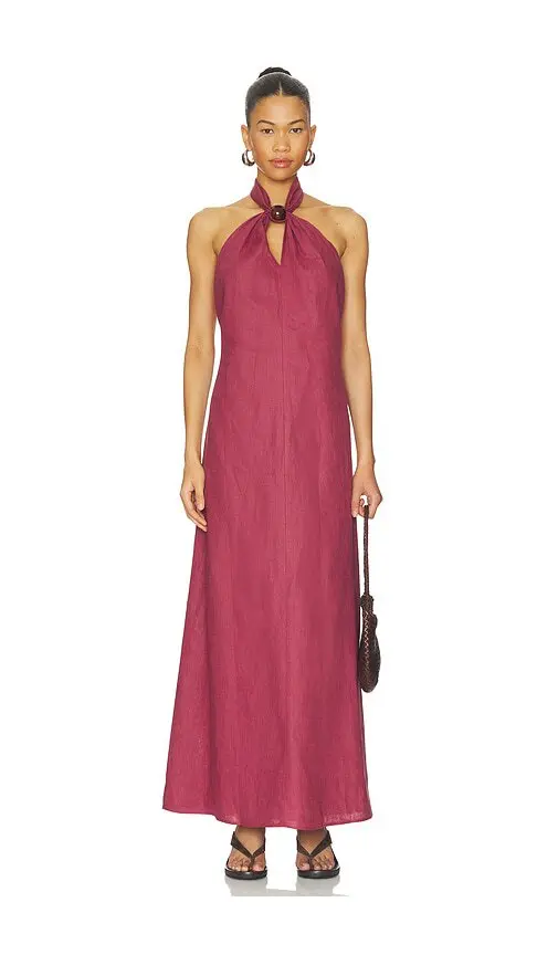 Faithfull The Brand Lourdes Maxi Dress In Blush - Rhubarb