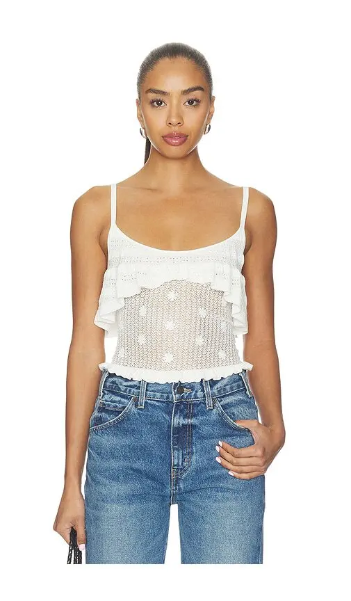 LOVERS AND FRIENDS Madalena Floral Embellished Tank - White