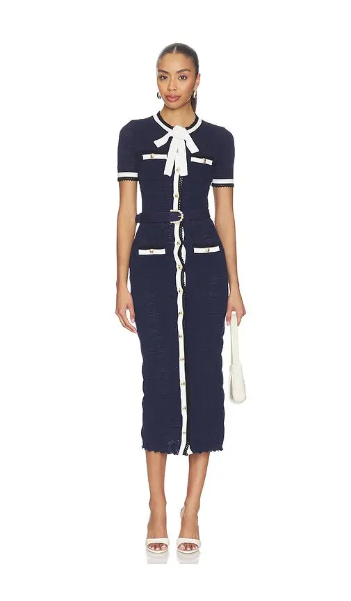 SELF-PORTRAIT Pointelle Knit Midi Dress