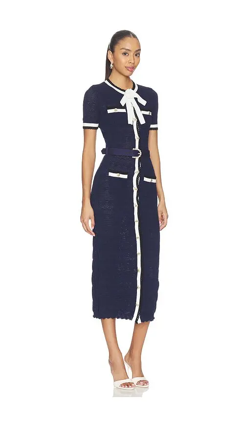 SELF-PORTRAIT Pointelle Knit Midi Dress