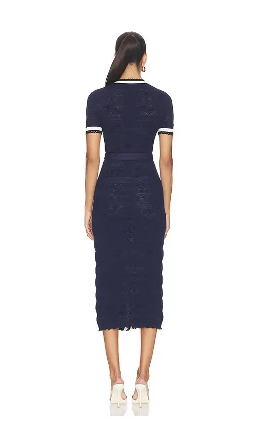 SELF-PORTRAIT Pointelle Knit Midi Dress