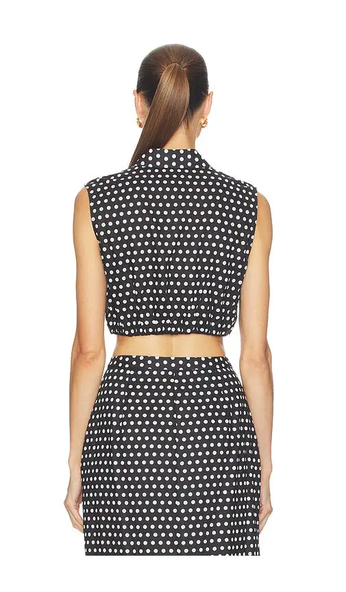 FRAME Polka Dot Cropped Shirt - Black