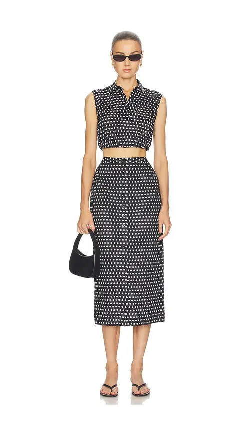 FRAME Polka Dot Cropped Shirt - Black