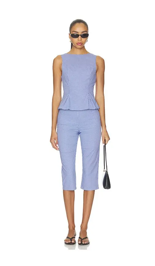 MORE TO COME Drea Peplum Top - Blue