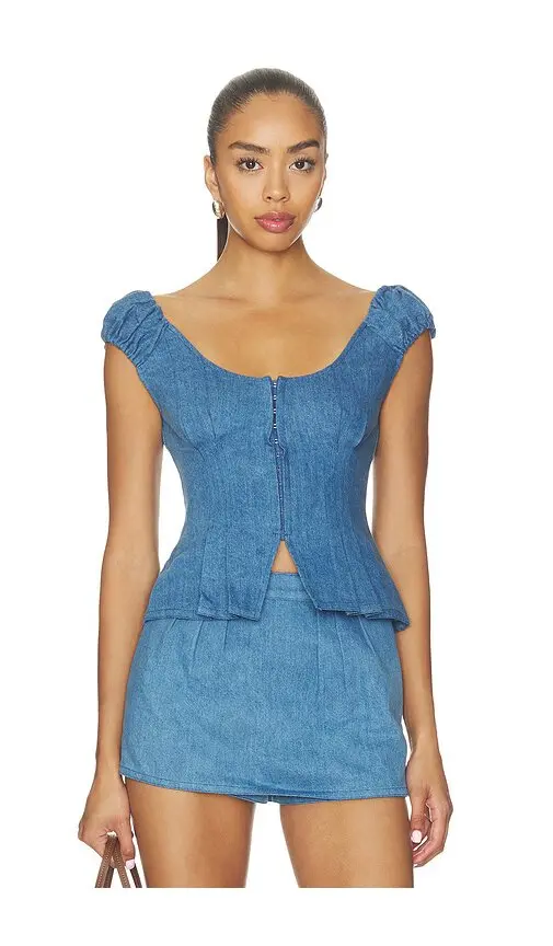 LOVERS AND FRIENDS Denim Peplum Top