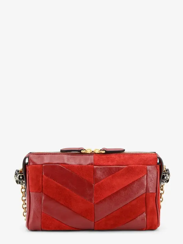 Valentino Garavani Panthea Suede And Leather Shoulder Bag - Red