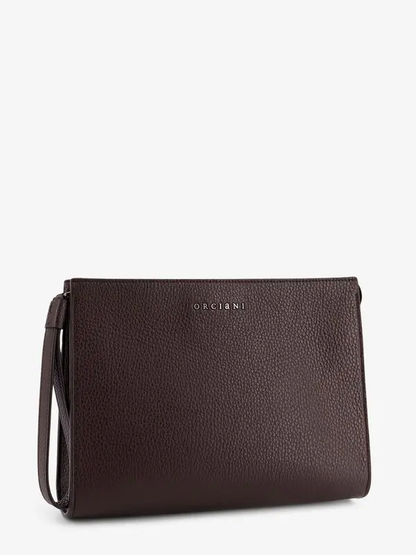 ORTIGNI Hammered Leather Clutch With Front Logo