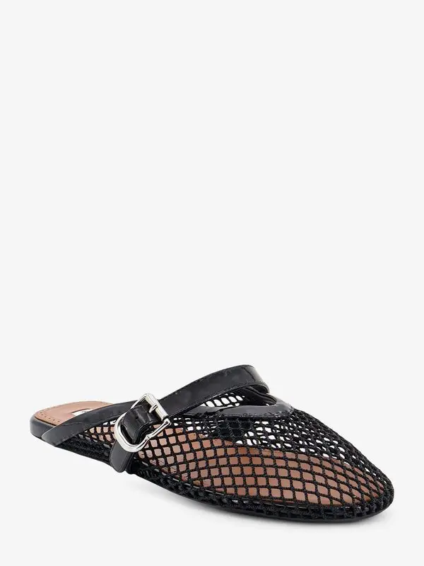 Alaïa Flat Mesh Mules With Patent Trim - Black