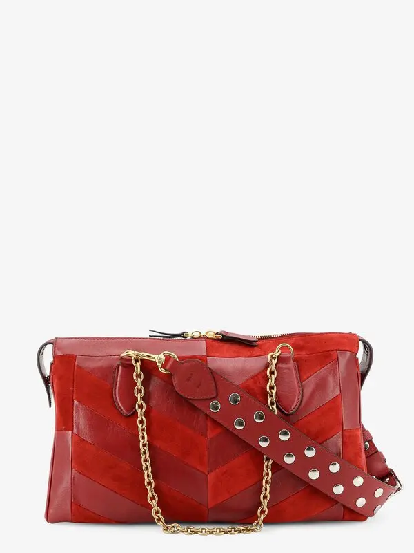Valentino Garavani Panthea Suede And Leather Crossbody Bag - Red