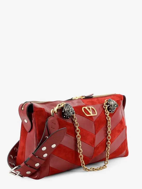 Valentino Garavani Panthea Suede And Leather Crossbody Bag - Red