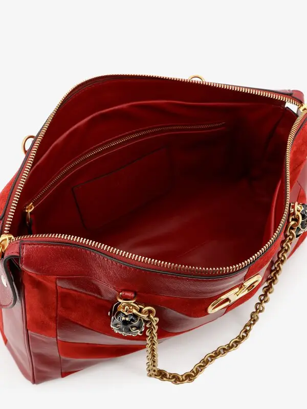 Valentino Garavani Panthea Suede And Leather Crossbody Bag - Red