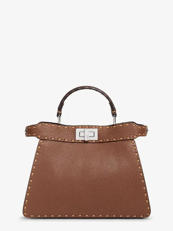 Fendi Peekaboo Iseeu Small Leather Shoulder Bag With Selleria Macro Stitching