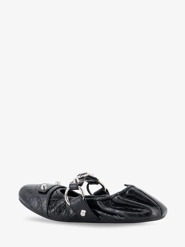 Balenciaga City Flat Leather Ballet Flats With Buckle And Studs