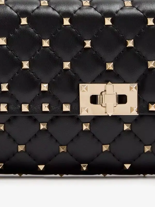 Valentino Garavani Rockstud Spike Quilted Leather Clutch - Black