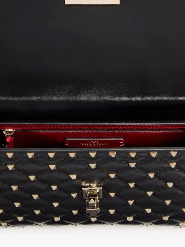 Valentino Garavani Rockstud Spike Leather Bag With Allover Studs - Black