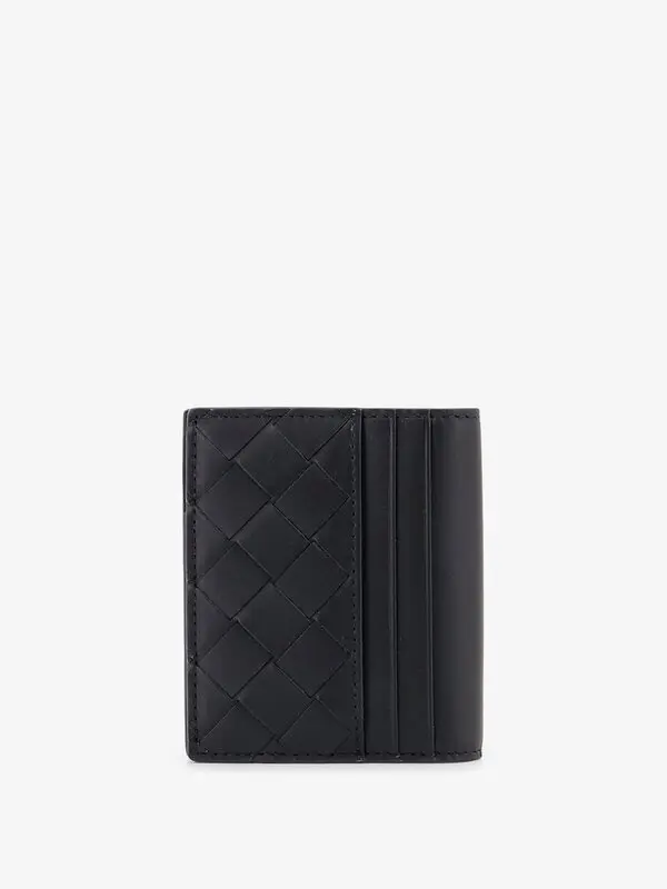 Bottega Veneta Leather Card Holder With Intrecciato Motif