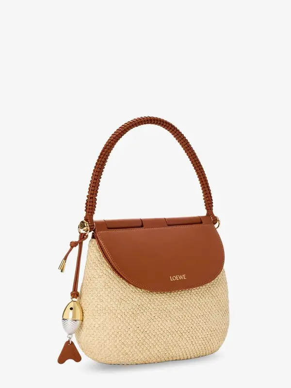 Loewe Pescador Raffia And Leather Bag - Brown