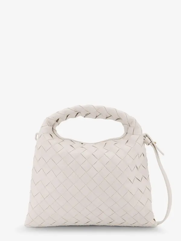 Bottega Veneta Mini Hop Intrecciato Leather Bag - White