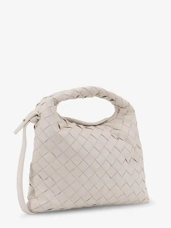 Bottega Veneta Mini Hop Intrecciato Leather Bag - White