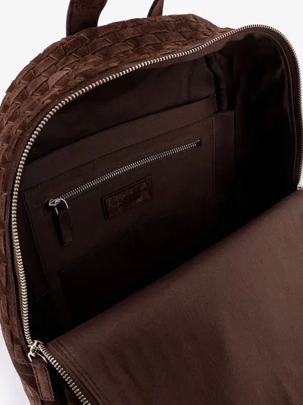 ORTIGNI Suede Backpack With Woven Pattern