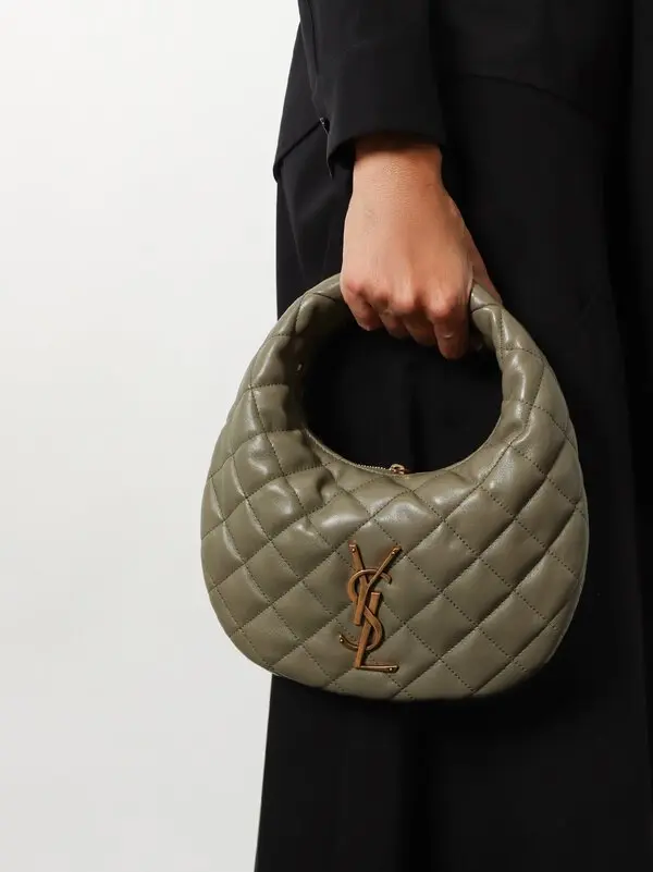 Saint Laurent Quilted Leather Handbag With Cassandre Logo - Grey