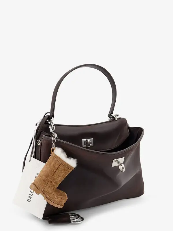 Balenciaga Rodeo S Leather Bag With Vintage Motif - Brown