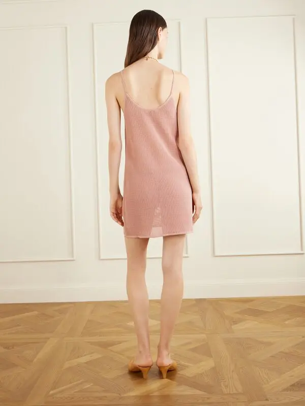 Chloé Embroidered Crocheted Cotton Mini Dress - Pink