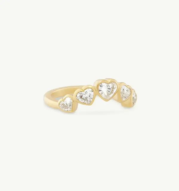 CECE JEWELLERY The Sweetheart Ring With Heart Shaped Diamonds - Gold