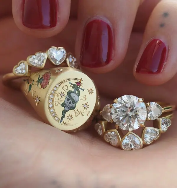 CECE JEWELLERY The Sweetheart Ring With Heart Shaped Diamonds
