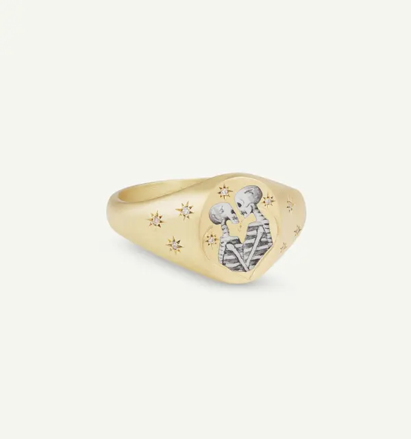 CECE JEWELLERY Skeleton Lovers Signet Ring - Gold