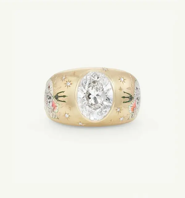 CECE JEWELLERY Secrets Of The Sea Ring With Oval Diamond