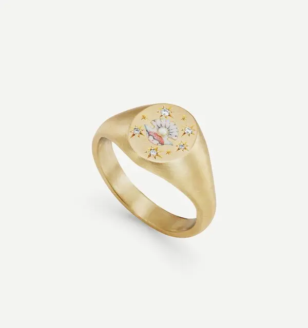 CECE JEWELLERY The Clam & Pearl Signet Ring