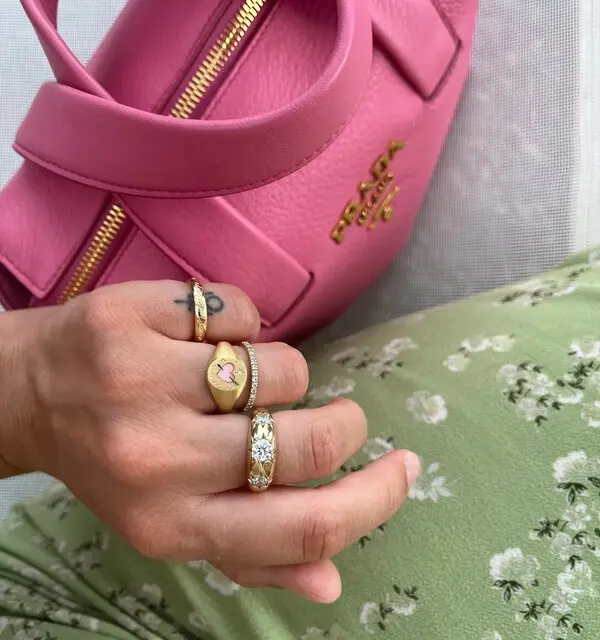 CECE JEWELLERY Love Me Forever" Pink Enamel Heart Ring With Cupid's Arrow Motif