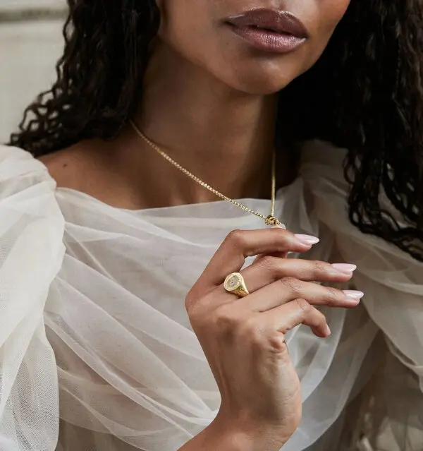 CECE JEWELLERY Warrior Ring With Enamel Lion Motif And Diamond Accents