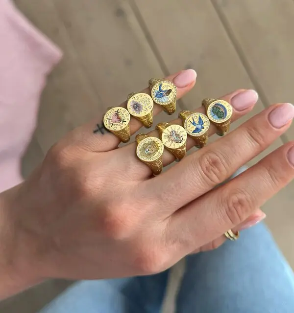 CECE JEWELLERY Adventurer Ring With Enamel Swallow And Diamonds