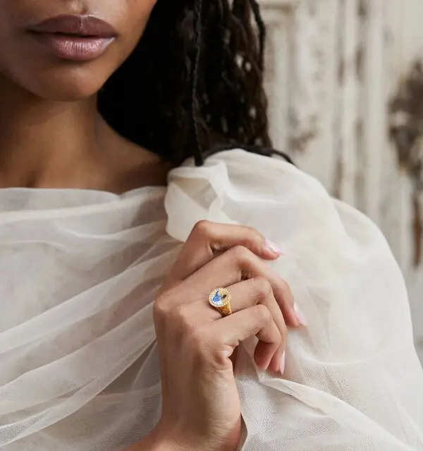 CECE JEWELLERY Dreamer Ring With Enamel Mermaid And Diamond Stars
