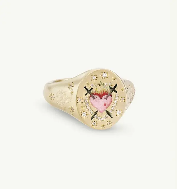 CECE JEWELLERY Heartbreaker Ring With Diamonds And Enamel - Gold