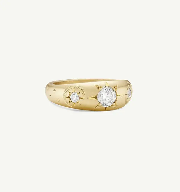 CECE JEWELLERY Crescent Moon Diamond Gypsy Ring - Gold