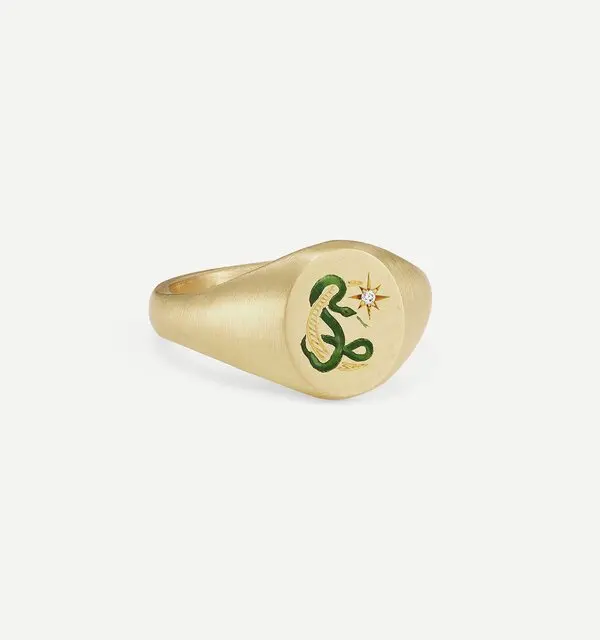 CECE JEWELLERY Snake & Moon Ring - Gold