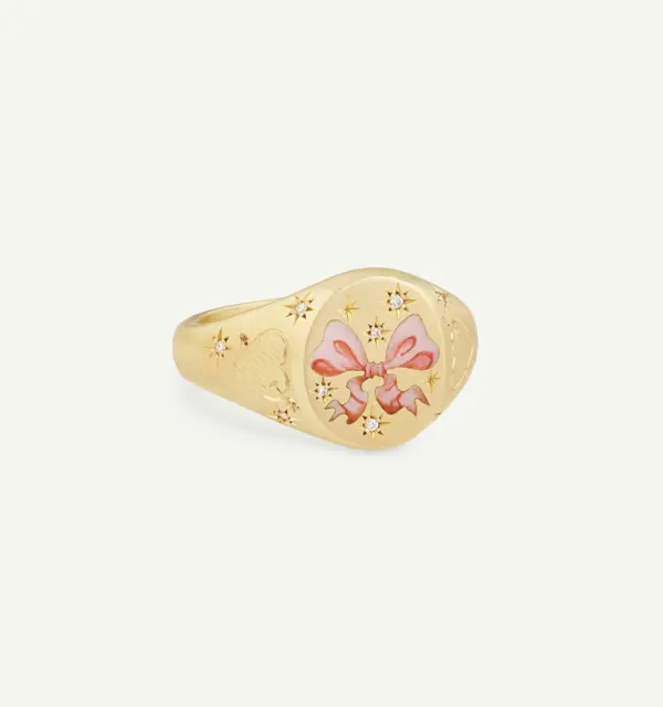 CECE JEWELLERY Pretty N' Pink Signet Ring - Gold
