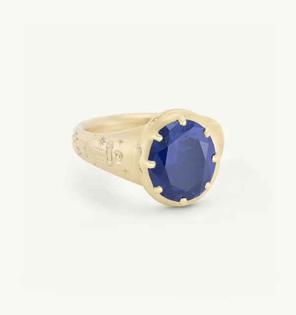 CECE JEWELLERY Lovers Knot Sapphire Ring - Gold