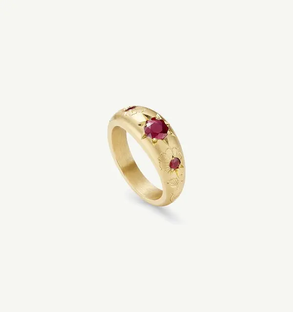 CECE JEWELLERY Wild Rosebud Ring With Ruby Accents