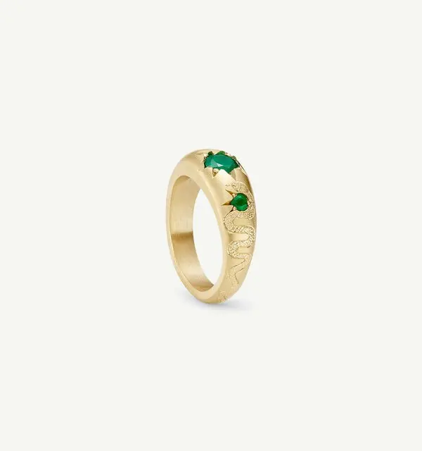 CECE JEWELLERY Emerald And Eternal Snake Ring